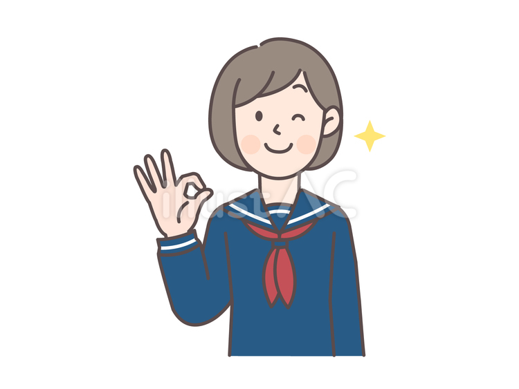 Free Vectors | OK sign and wink female student_Sailor suit
