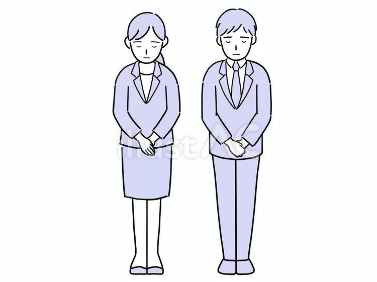 お辞儀をするスーツ姿の男女 全身イラスト No 23385495|無料イラスト・フリー素材なら「イラストac」