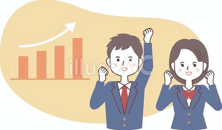 上昇する棒グラフと学生たちイラスト No 24057950/無料イラスト フリー素材なら「イラストac」
