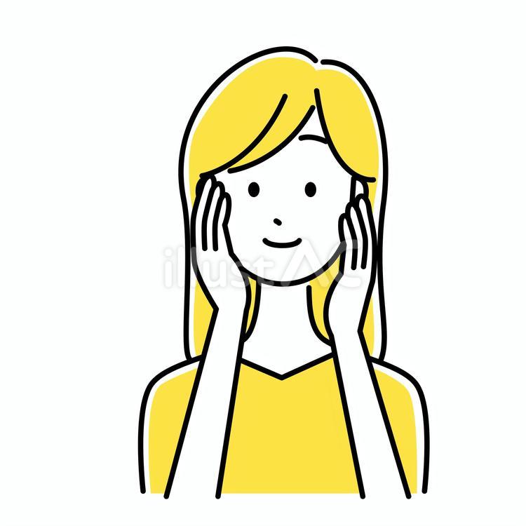 顔を触っている女性イラスト No 23197292|無料イラスト・フリー素材なら「イラストac」
