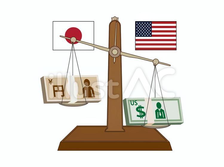 円安ドル高のイメージイラスト - No: 23072119｜無料イラスト・フリー素材なら「イラストAC」