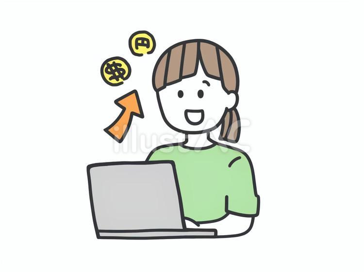 副業でお金を稼ぐ女の子イラスト - No: 25106190｜無料イラスト・フリー素材なら「イラストAC」