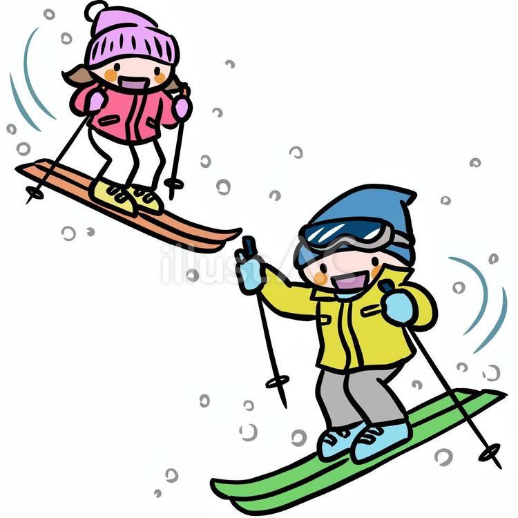 スキーを楽しむ男女イラスト - No: 24502879｜無料イラスト・フリー素材なら「イラストAC」