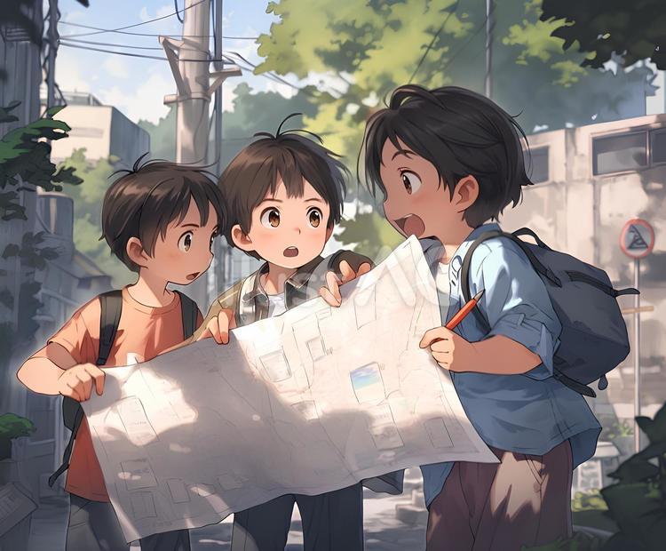 社会科の実習 2 (あるいは宝探し)イラスト No 24028706|無料イラスト・フリー素材なら「イラストac」