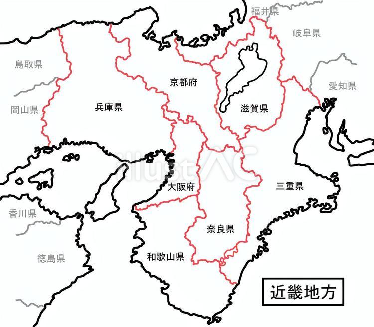 近畿地方地図 赤線わけシンプルイラスト - No: 26611577｜無料イラスト・フリー素材なら「イラストAC」