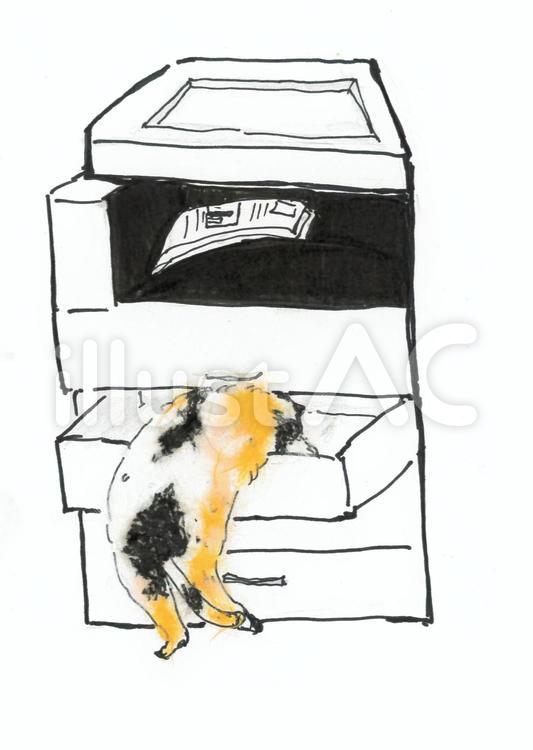 三毛猫、コピー機の紙詰まりを直すイラスト - No: 22792717｜無料イラスト・フリー素材なら「イラストAC」