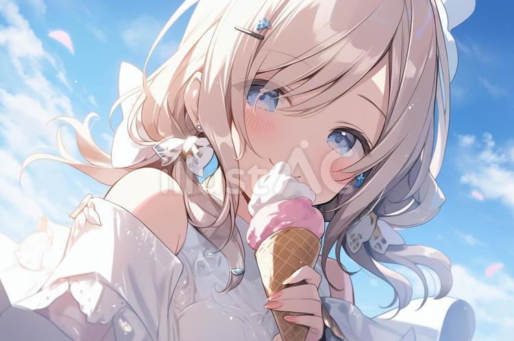 Free Vectors Anime Style Girl Eating Soft Serve Ice Cream