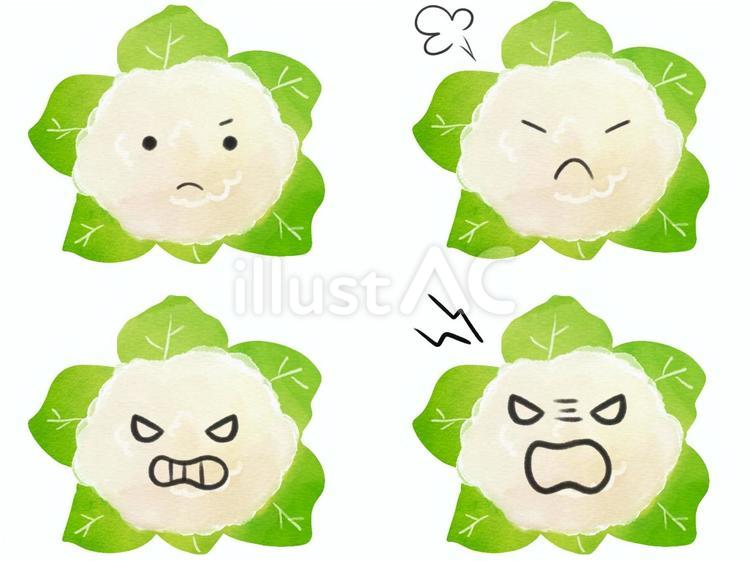 Free Vectors | Vegetable character facial expression set Angry cauliflower