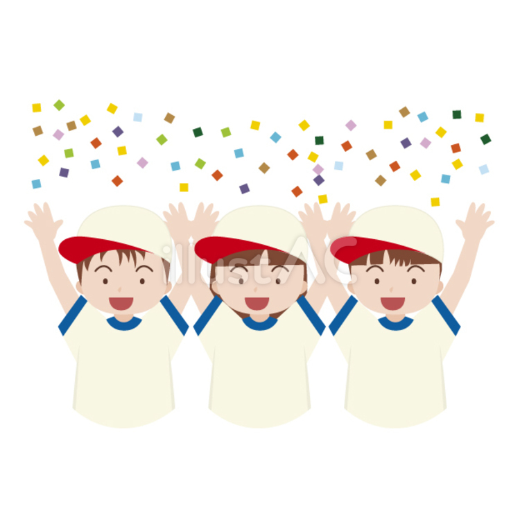 運動会(応援する白組子供たち)イラスト No 24170946/無料イラスト フリー素材なら「イラストac」