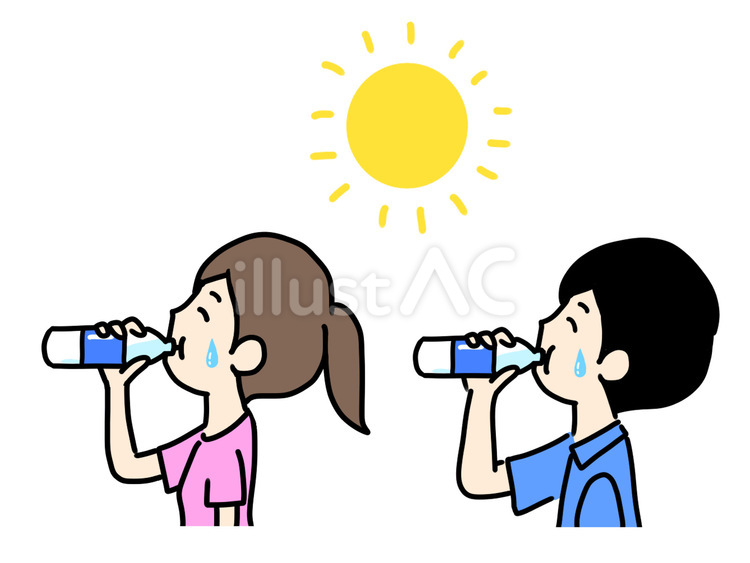 水分補給をする若い男女のイラストイラスト - No: 25341430｜無料イラスト・フリー素材なら「イラストAC」