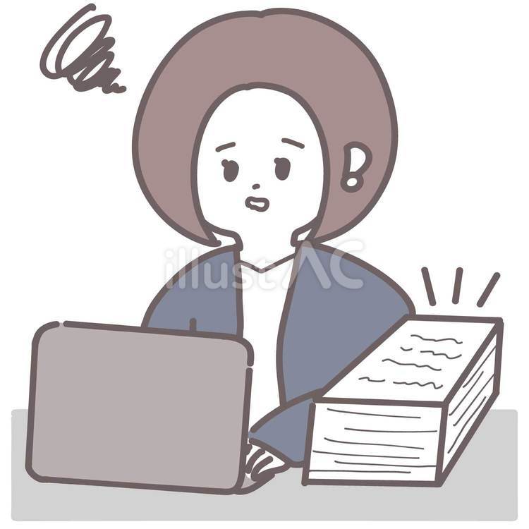 山積みの書類とジャケットを着た女性イラスト No 24309563/無料イラスト フリー素材なら「イラストac」