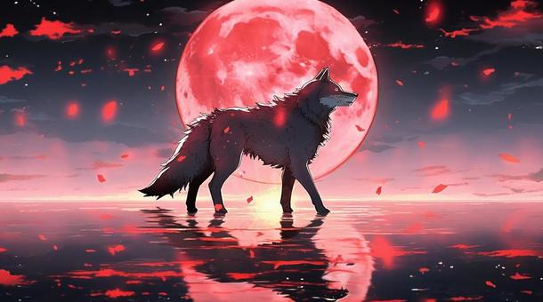 Blood Moon Wolf Wallpaper