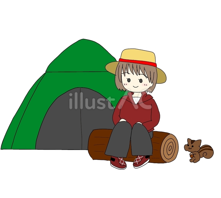 Girl Camping Tent Clipart