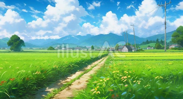夏の田舎の田園風景イラスト - No: 23961099／無料イラスト/フリー素材なら「イラストAC」