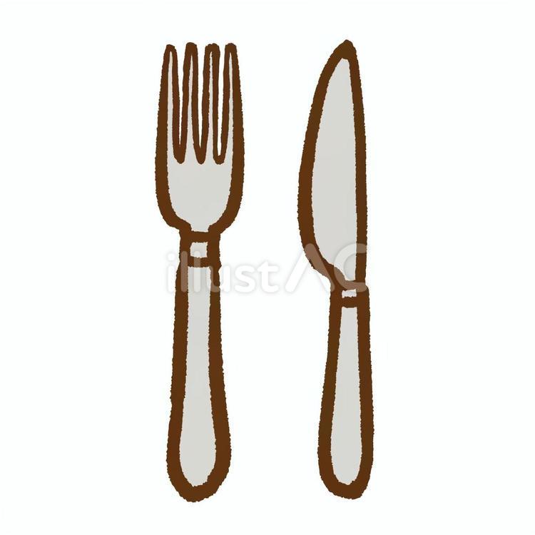 手書きのフォークとナイフイラスト - No: 25975293｜無料イラスト・フリー素材なら「イラストAC」