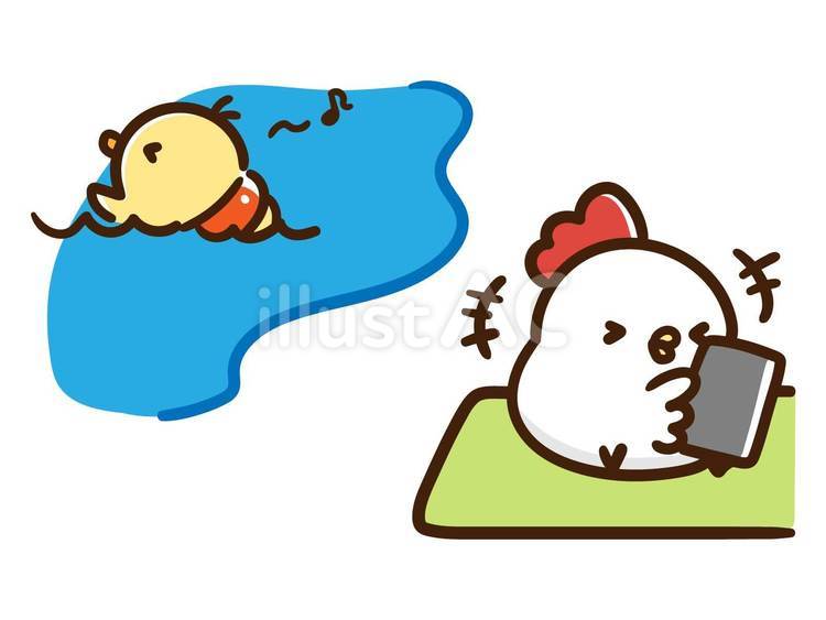 水場で子どもから目を離すにわとりイラスト - No: 24185723｜無料イラスト・フリー素材なら「イラストAC」