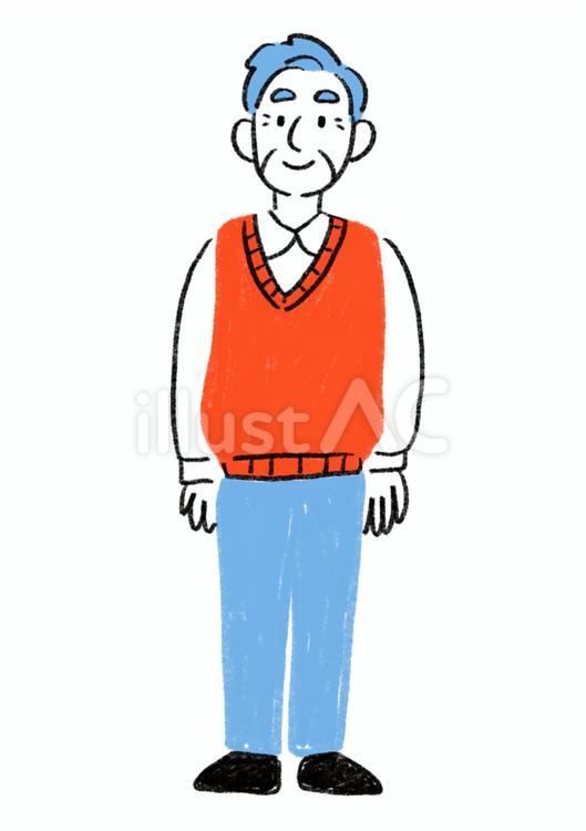 おじいさん 全身 シンプル 手書きイラスト No 23840803/無料イラストフリー素材なら「イラストac」