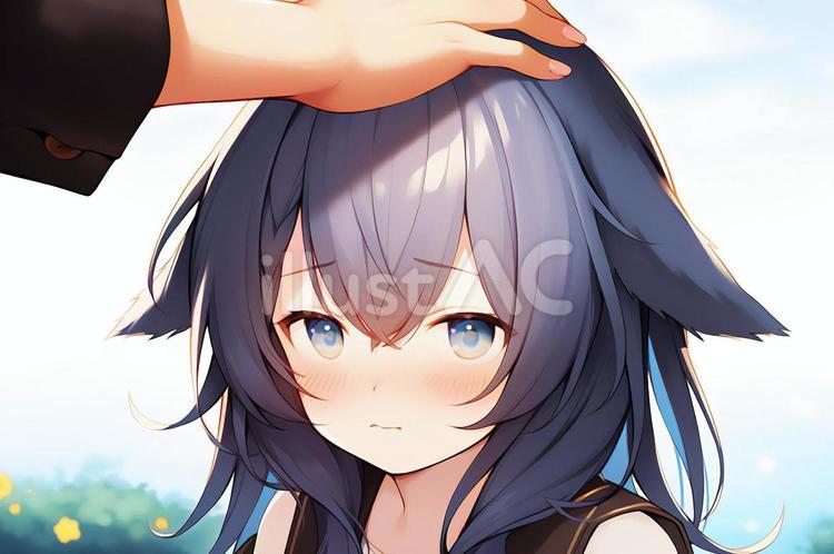 頭を撫でられる少女イラスト No 24264969／無料イラストフリー素材なら「イラストac」