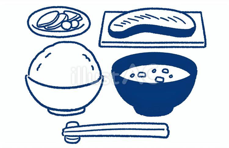 和食の朝食のイラスト モノクロイラスト No 24241654/無料イラストフリー素材なら「イラストac」