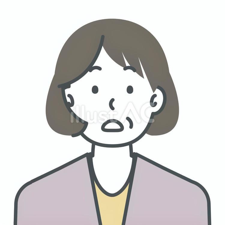 キョトンとした顔のシニア女性イラスト - No: 23474171／無料イラスト/フリー素材なら「イラストAC」