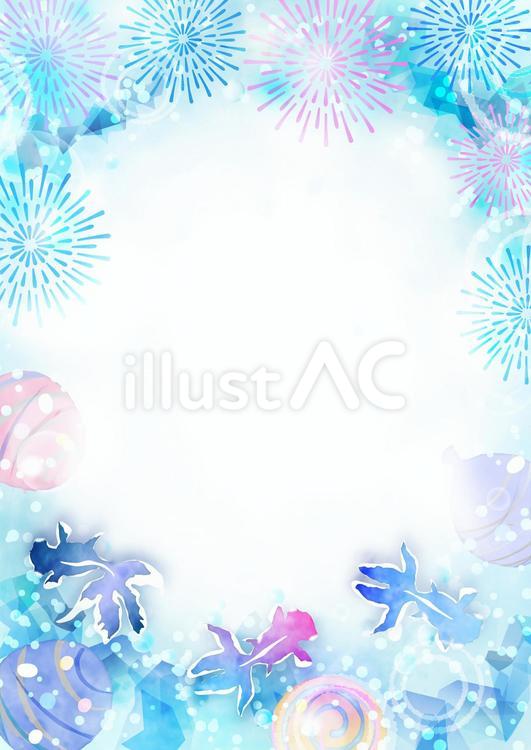 涼やかな夏祭りの縦フレーム032jpgイラスト - No: 26699911｜無料イラスト・フリー素材なら「イラストAC」