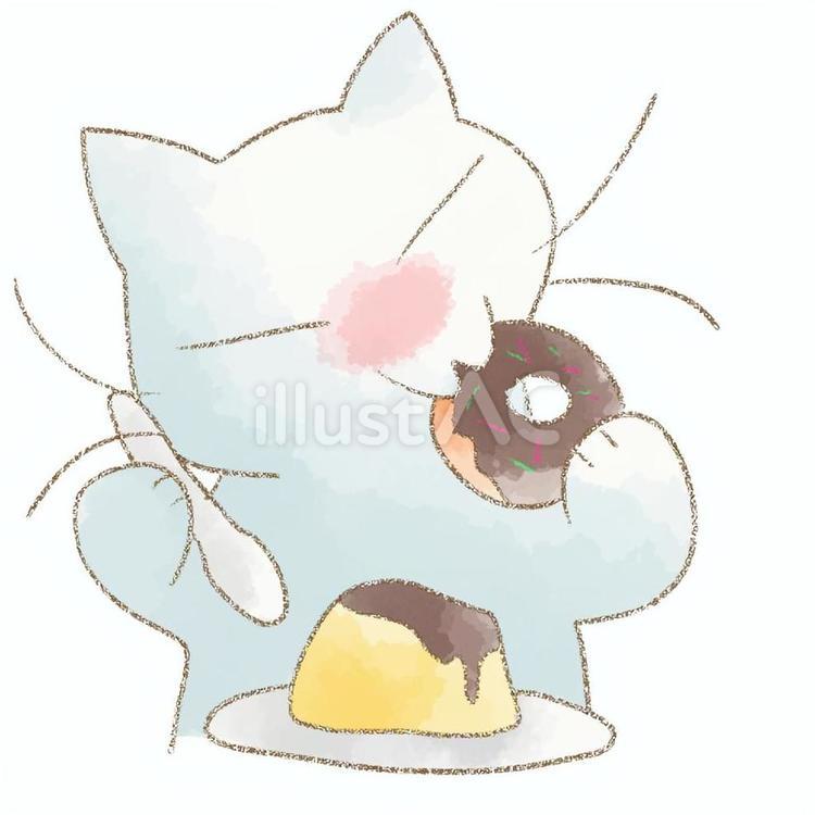 おやつを食べる猫イラスト - No: 26602007｜無料イラスト・フリー素材なら「イラストAC」