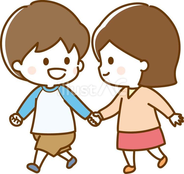 手をつないで歩くイラスト - No: 23543457｜無料イラスト・フリー素材なら「イラストAC」