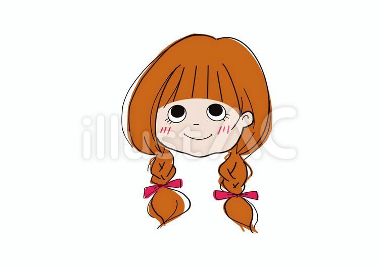 おさげの女の子イラスト No 23140836/無料イラスト フリー素材なら「イラストac」