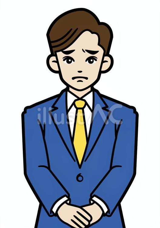 謝罪する若いスーツの男性イラスト No 24654348|無料イラスト・フリー素材なら「イラストac」