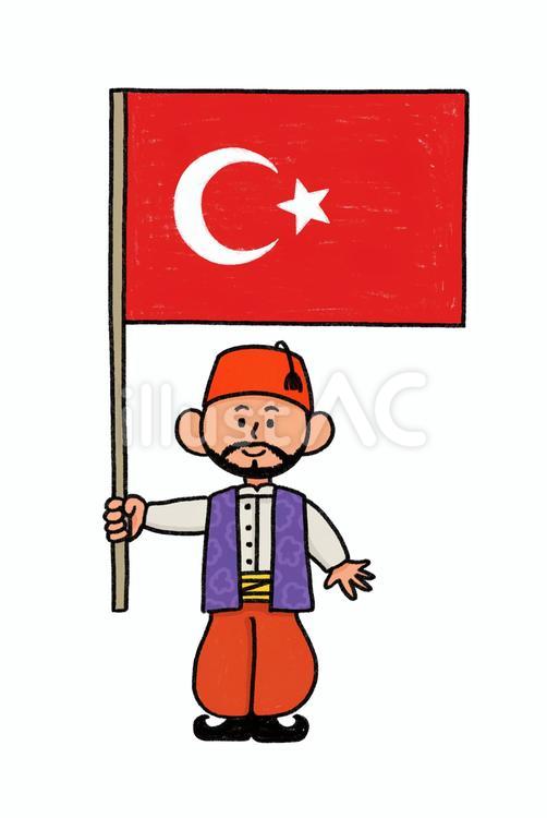 トルコの国旗を持つ人イラスト - No: 24519240｜無料イラスト・フリー素材なら「イラストAC」