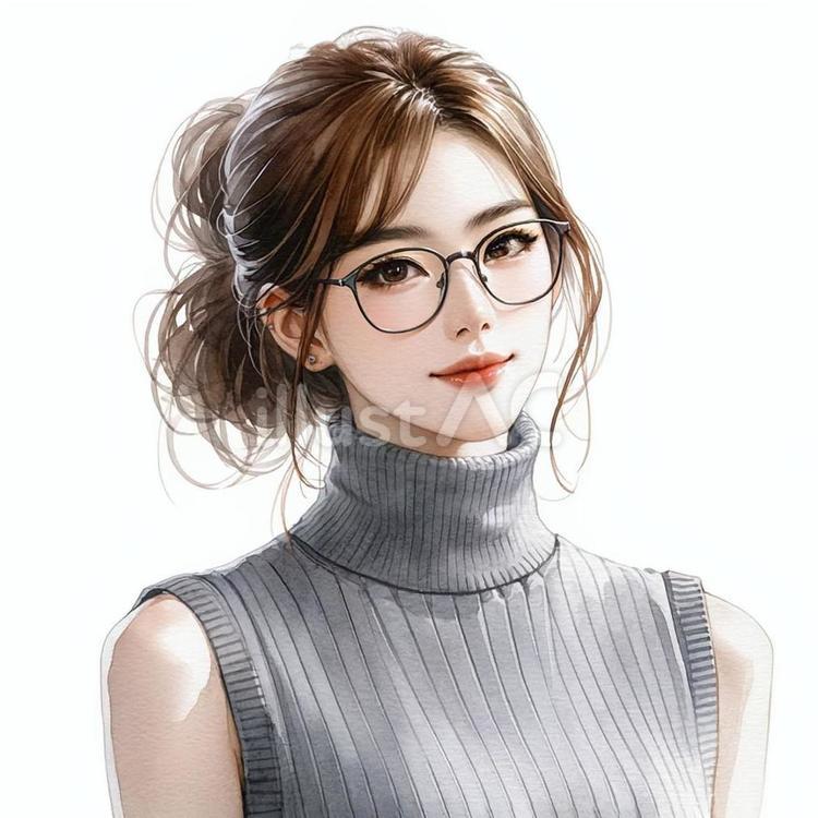 メガネの美人女性イラスト - No: 24904992｜無料イラスト・フリー素材なら「イラストAC」