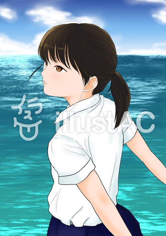 海辺の女の子イラスト No 2604387／無料イラスト フリー素材なら「イラストac」
