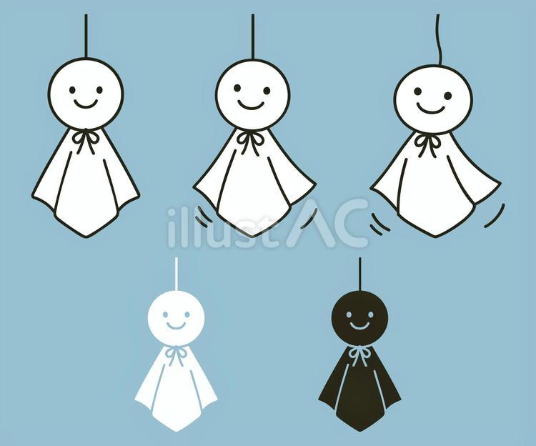 免費矢量 | Teru Teru Bouzu：靜止與搖擺