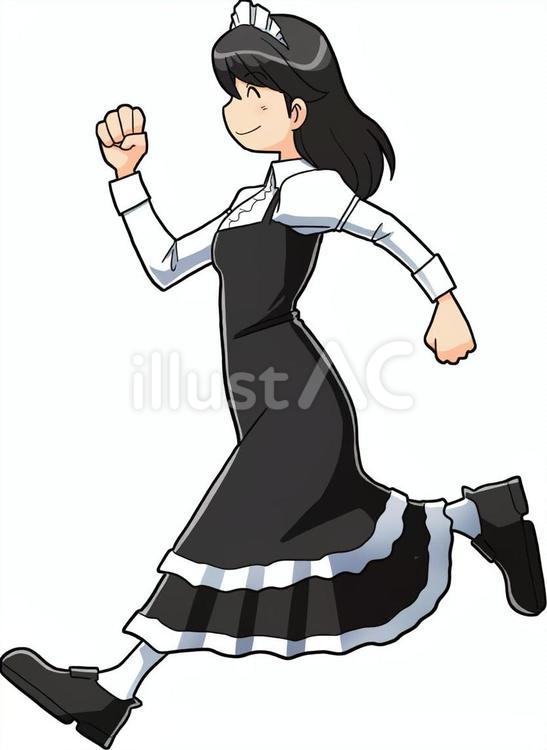走るメイドさん20250519イラスト - No: 26512302｜無料イラスト・フリー素材なら「イラストAC」