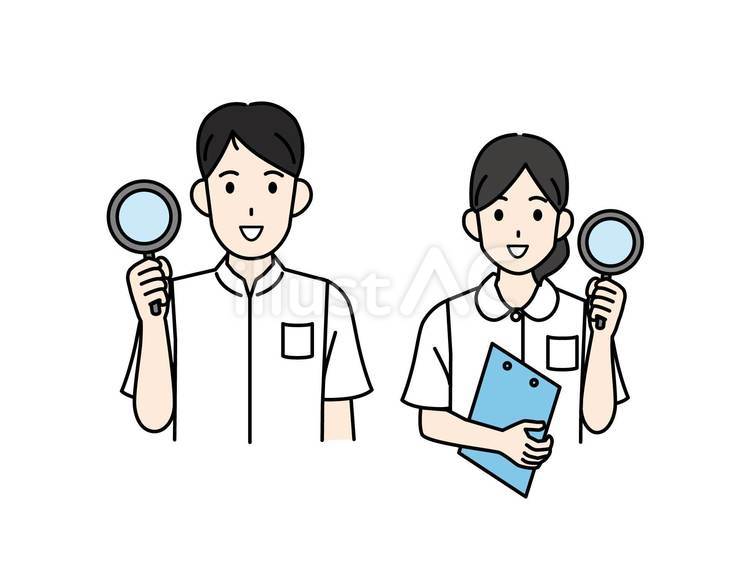 Free Vectors Illustration Of A Nurse With A Magnifying Glass