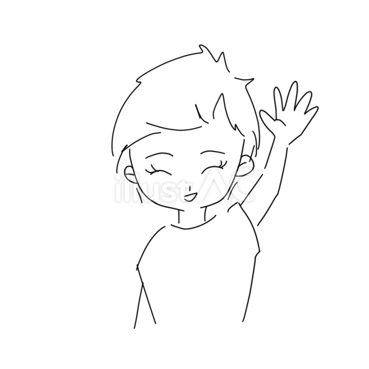 Free Vectors | Boyish girl waving (line drawing)