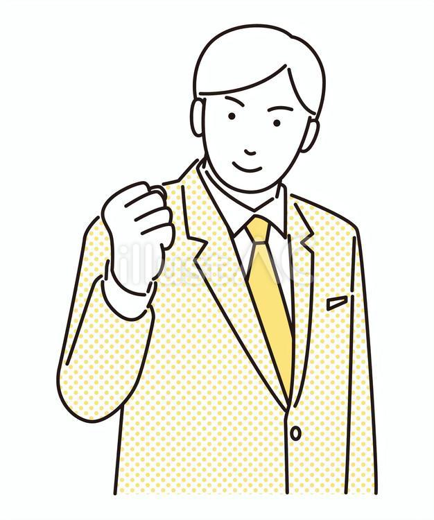 ガッツポーズをするスーツの男性 黄イラスト No 23956766/無料イラスト フリー素材なら「イラストac」