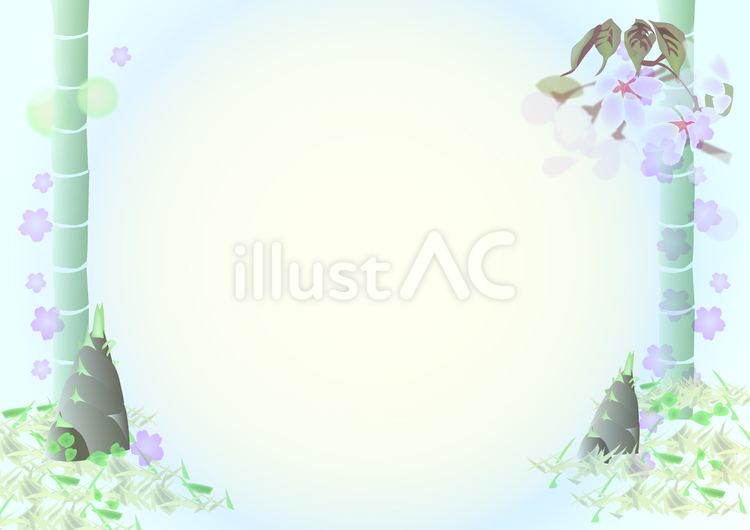Free Vectors | Cherry blossom and bamboo shoot frame 07B horizontal/spring/Japanese style