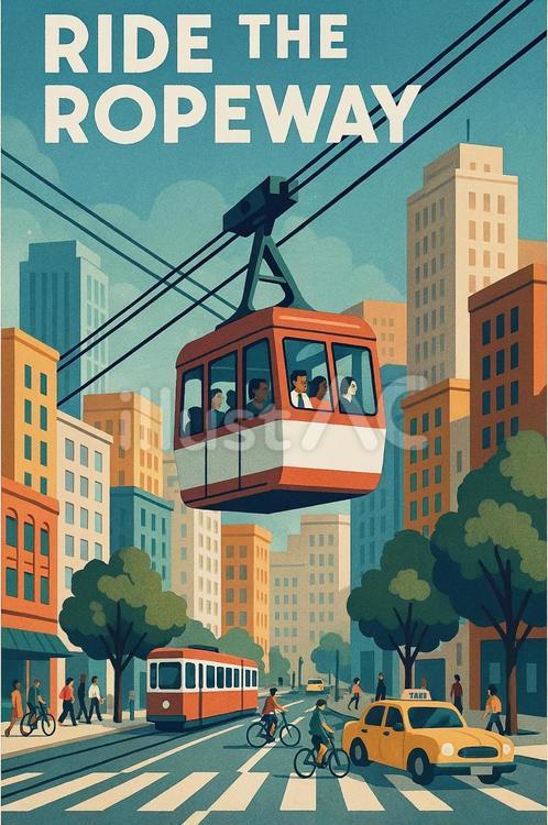 Free Vectors | Commuting to work or school by ropeway