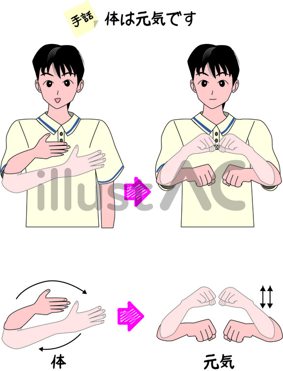 手話 体 元気 手 男性イラスト - No: 22167469｜無料イラスト・フリー素材なら「イラストAC」