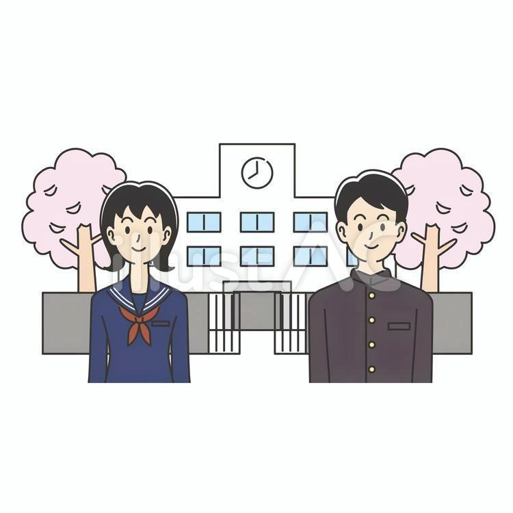 学校に入学する高校生イラスト - No: 22104983｜無料イラスト・フリー素材なら「イラストAC」