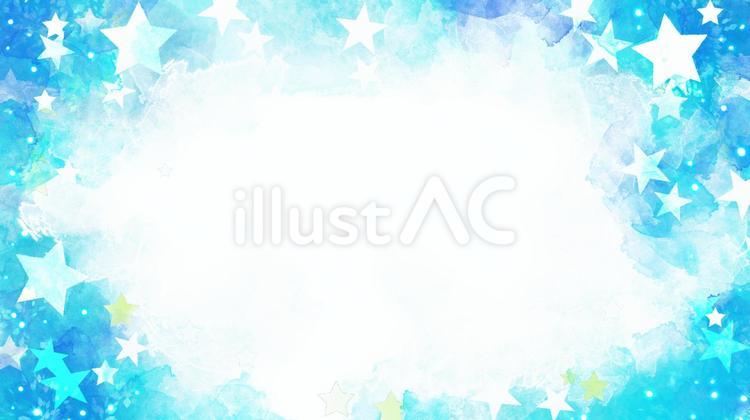 キラキラ星フレーム 青イラスト - No: 24264108／無料イラスト/フリー素材なら「イラストAC」